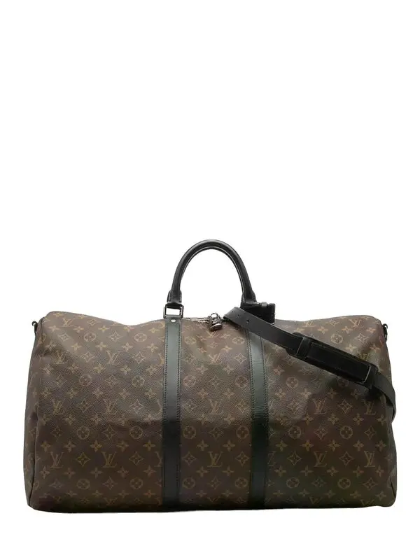 LOUIS VUITTON 2010 Monogram Macassar Keepall Bandouliere 55 Travel Bag - Brown