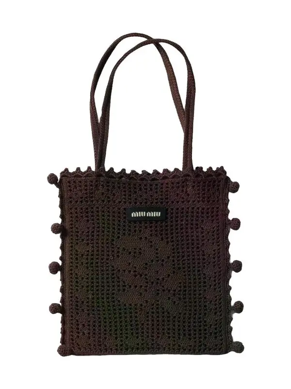 Miu Miu Cotton Crochet Handbag - Brown
