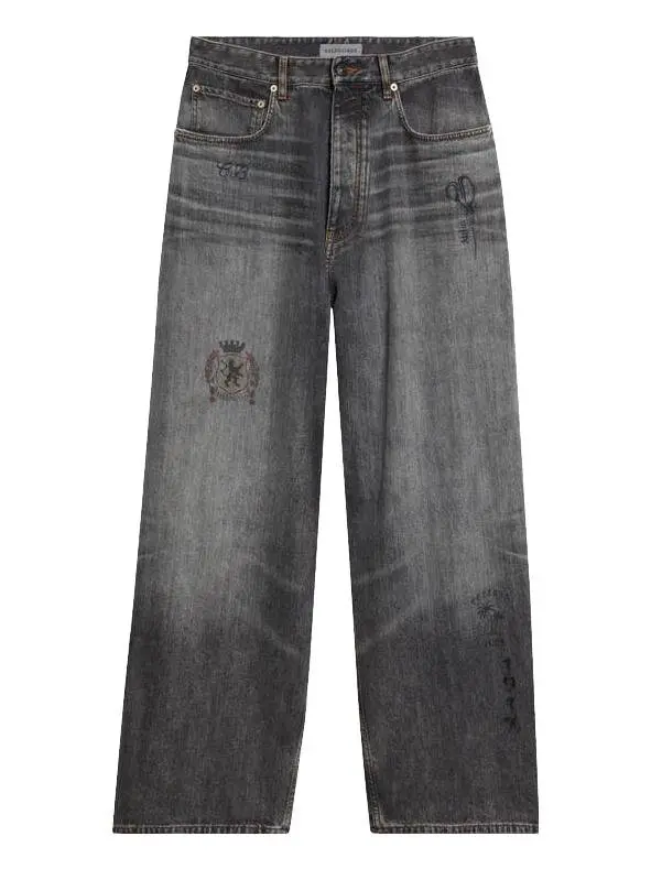 Balenciaga Tattoo Print Baggy Jeans - 1441 Dark Grey