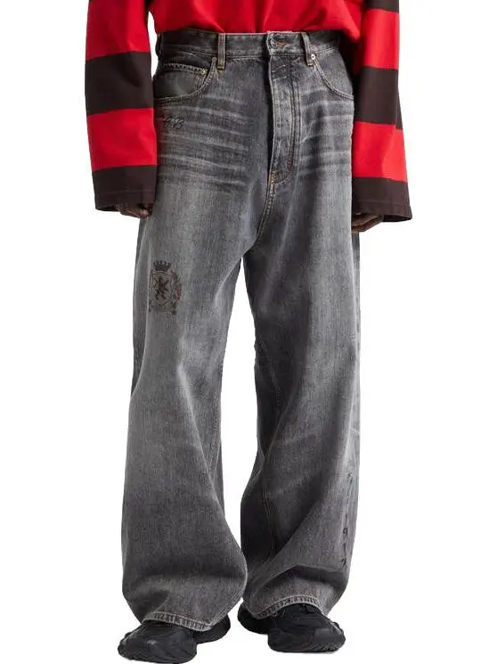 Balenciaga Tattoo Print Baggy Jeans - 1441 Dark Grey