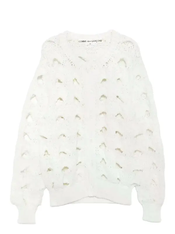 Comme Des Garçons Cut-out Chunky-knit Cardigan - White