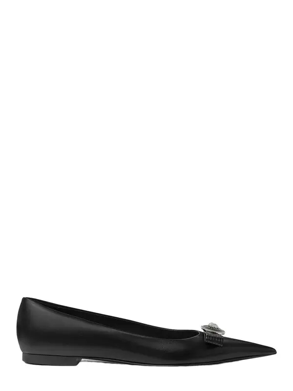 Versace Ribbon Leather Ballerinas - Black+silver