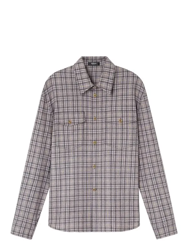 Versace Checked Wool Flannel Shirt - Yellow+lilac