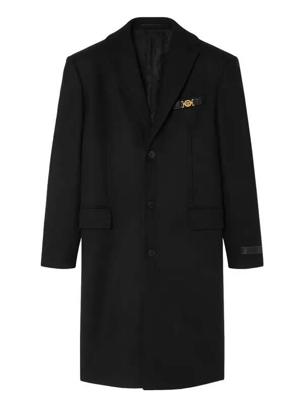 Versace Wool Coat With Medusa Hardware - Black
