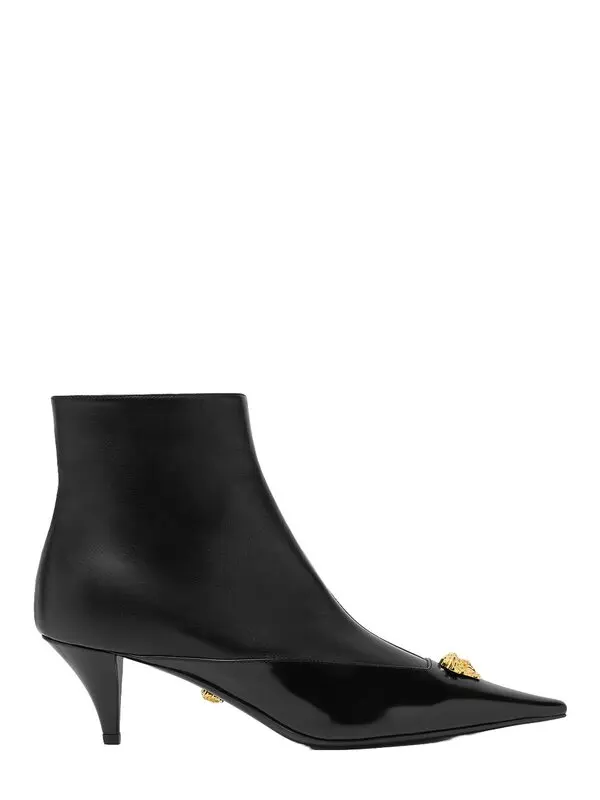 Versace La Medusa Leather Ankle Boots 55mm - Black+gold