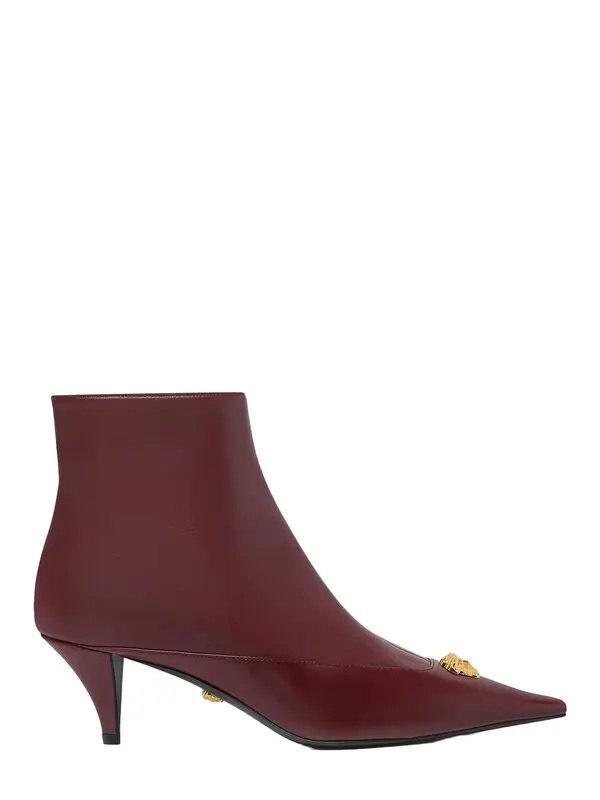 Versace La Medusa Leather Ankle Boots 55mm - Burgundy