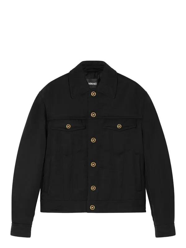 Versace Crushed Nylon Satin Padded Jacket - Black