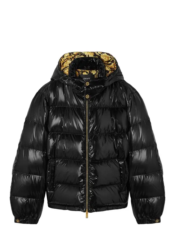 Versace Padded Jacket With Barocco Lining - Black