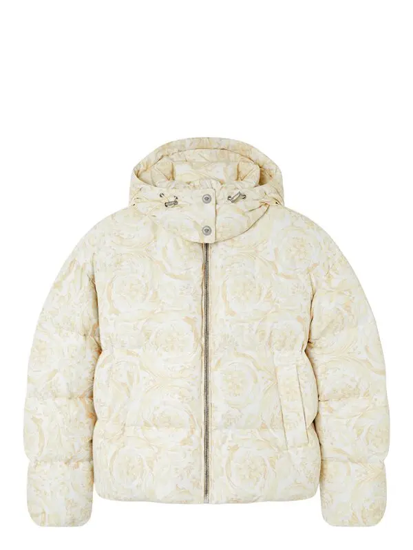 Versace Printed Padded Jacket - White+beige