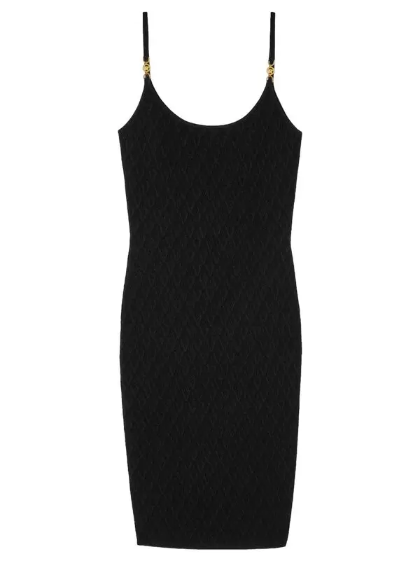 Versace Stretch Viscose Fitted Knit Mini Dress - Black