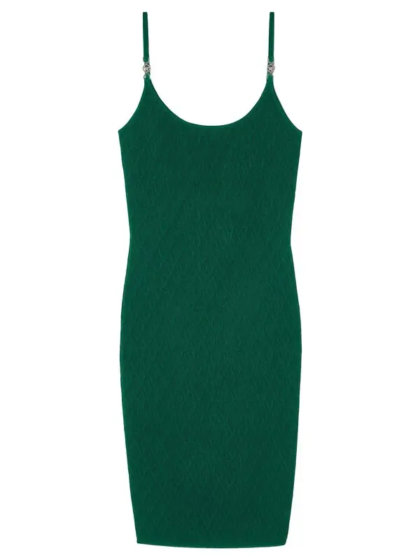 Versace Stretch Viscose Fitted Knit Mini Dress - Green