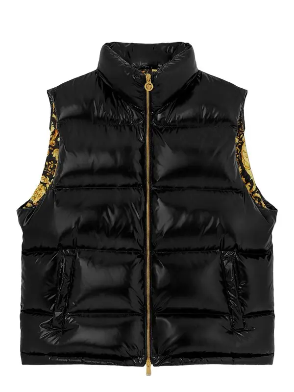 Versace Padded Vest With Barocco Lining - Black