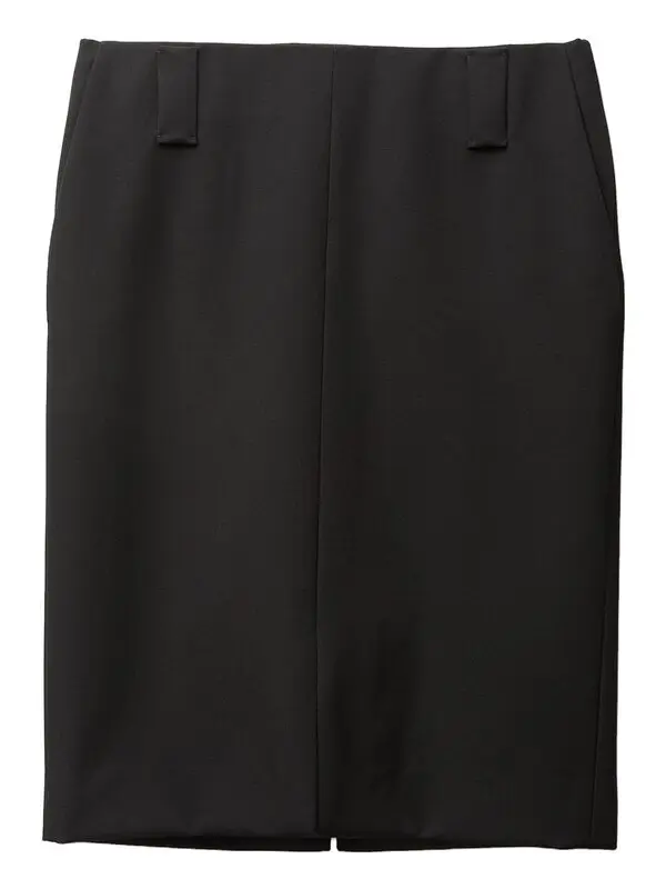 Versace Wool Pencil Skirt With Medusa Hardware - Black