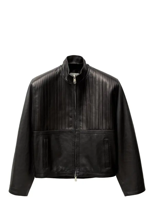 Versace Leather Blouson Jacket - Black