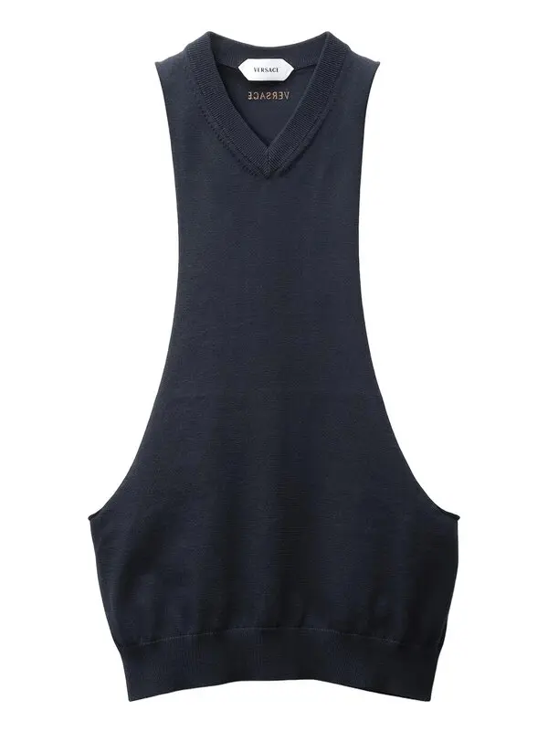 Versace Cotton Knit Tank Top - Blue