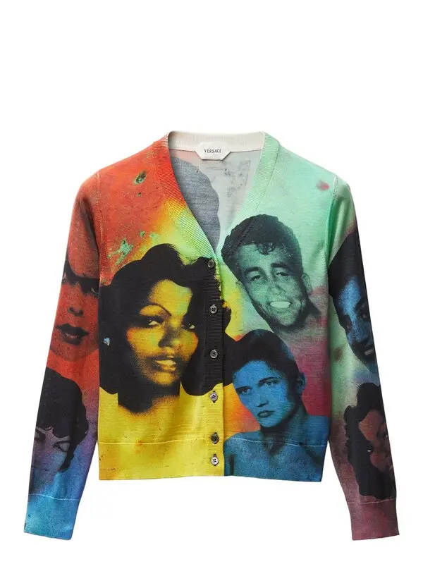 Versace The Party" Silk Knit Cardigan - Print
