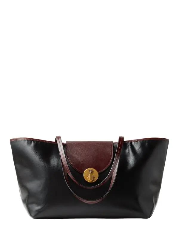 Versace Vivian Small Coated Canvas Tote - Black+brown