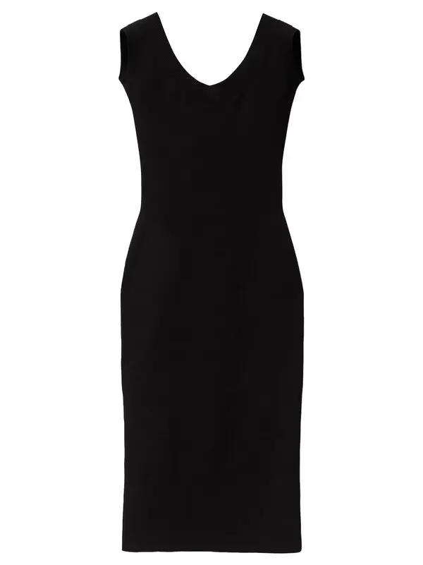 Versace Ribbed Knit Off-shoulder Midi Dress - Black