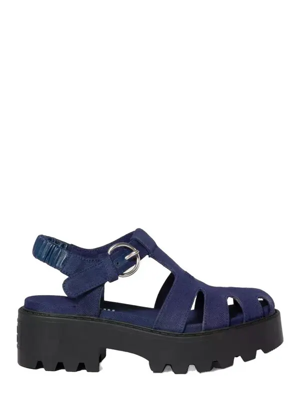 Miu Miu Gabardine Sandals With Track Sole - Blue