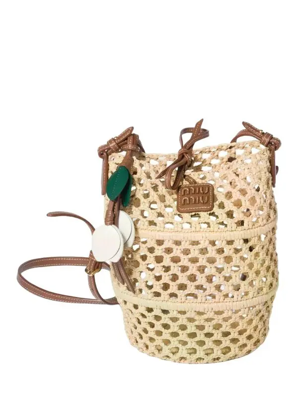 Miu Miu Raffia Crochet Pouch - Neutrals