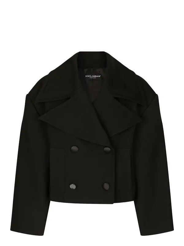 Dolce & Gabbana Oversize Double-breasted Wool Gabardine Jacket - Black