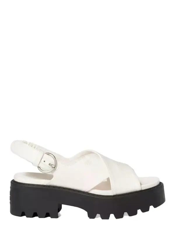 Miu Miu Gabardine Platform Sandals - Neutrals