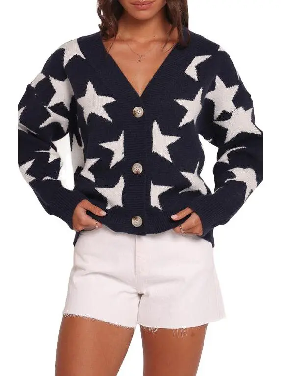 PETAL & PUP Sailor Star Intarsia Cardigan - Navy