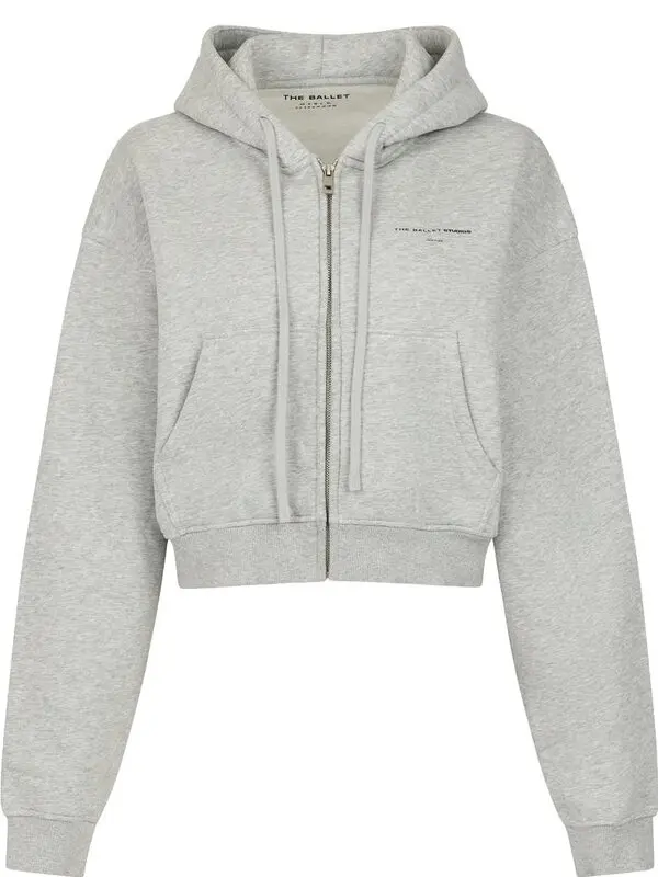 THE BALLET Zip Up Cropped Performance Hoodie - Grey