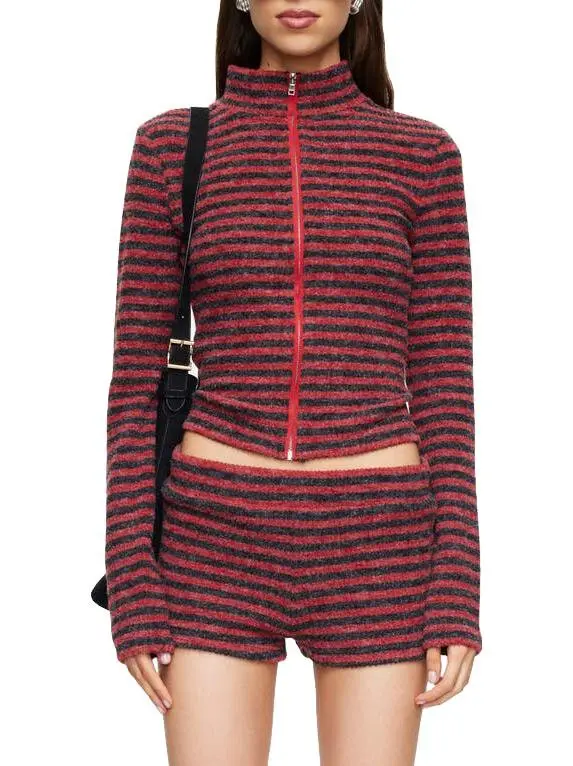 Lioness Apex Knit Zip-up Jacket - Crimson Stripe