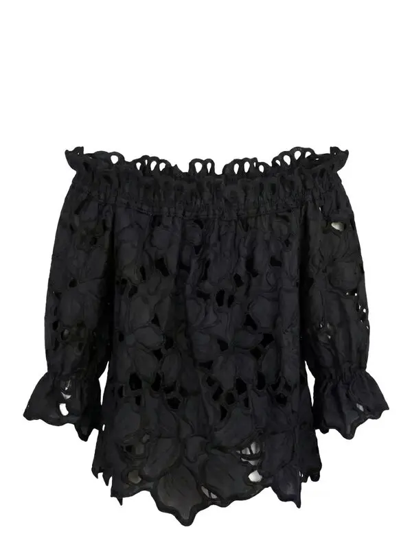Ermanno Scervino Broderie Anglaise Off-the-shoulder Blouse - Black