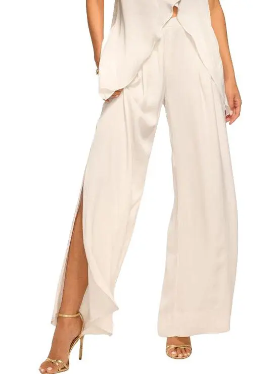 Ramy Brook Jolie Side Slit Crepe Pants - Ivory