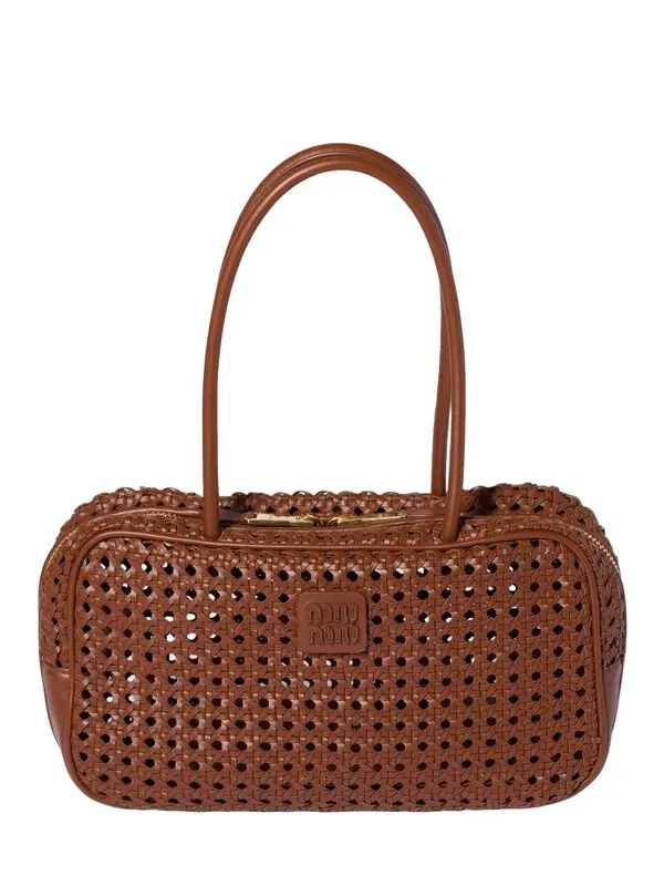 Miu Miu Beau Woven Leather Bag - Oak