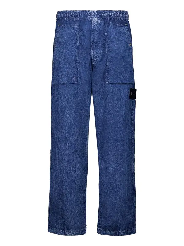 Stone Island Indigo Nylon Cargo Trousers - Blue