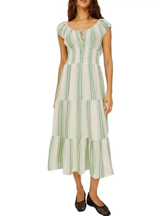 Rails Daria Stripe Smocked Waist Midi Dress - Margarita Stripe