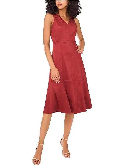 Vince Camuto Sleeveless V-neck Midi Dress - Red