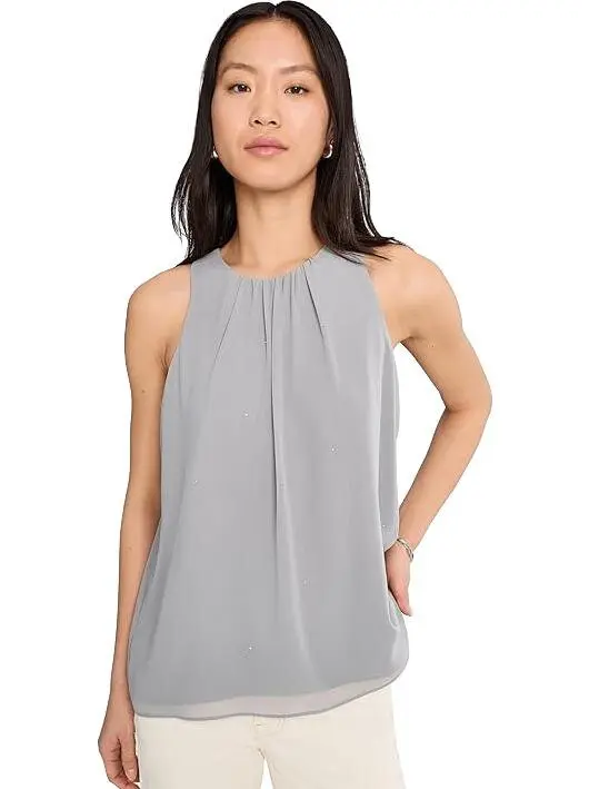 Vince Camuto Shirred Neck Sleeveless Blouse - Gray