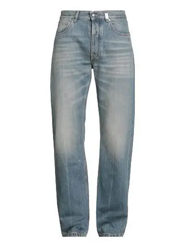 Alexander McQueen Straight-leg Jeans In Cotton And Calfskin - Blue