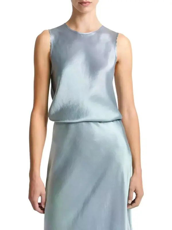 Vince Scalloped-trim Sleeveless Top - Blue