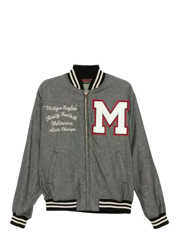 WHITESVILLE Letterman Bomber Jacket - Grey