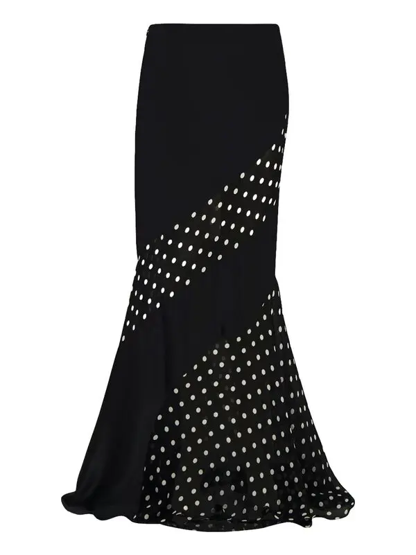 Nina Ricci Silk Mermaid Maxi Skirt With Polka Dot Print - Black