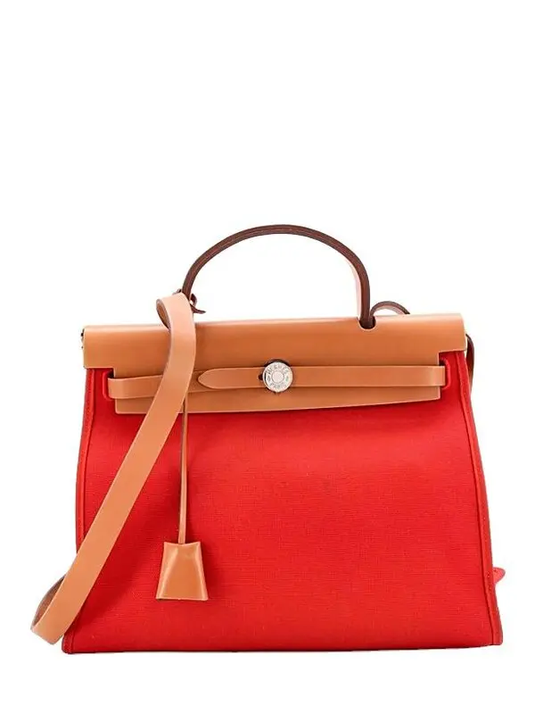 Hermès 31 Herbag Zip Leather And Toile - Red