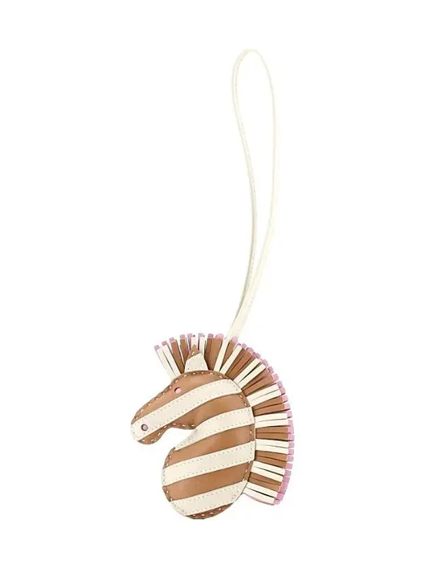 Hermès Geegee Savannah Bag Charm Leather - Brown/ Natural/ Pink