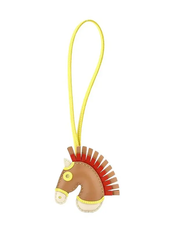 Hermès Geegee Camail Bag Charm Leather - Brown/ Natural/ Yellow