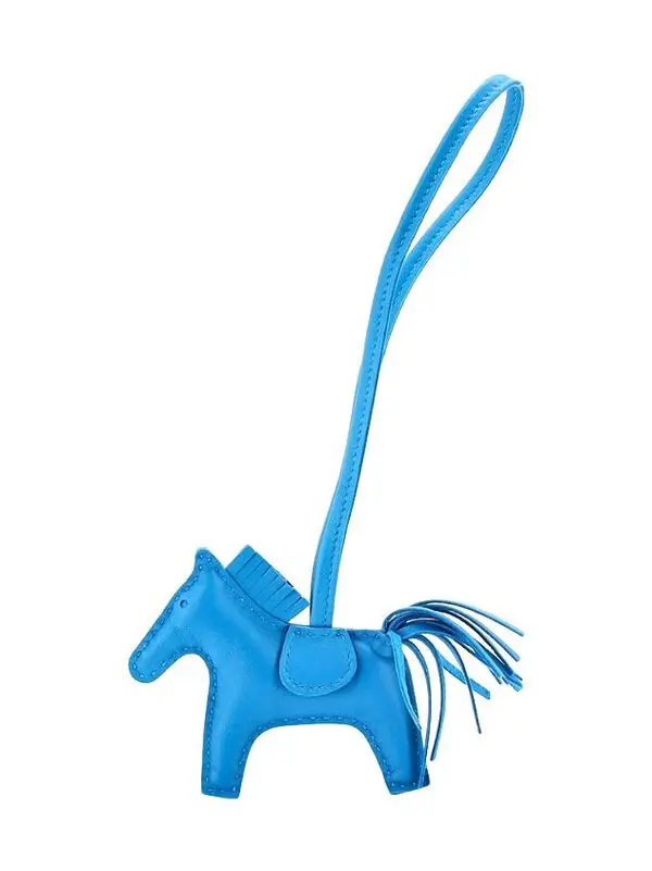 Hermès Pm Mono-tone Grigri Rodeo Bag Charm Leather - Blue
