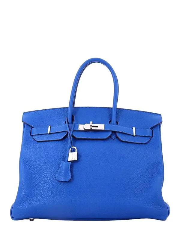 Hermès Birkin 35 Handbag Blue Clemence With Palladium Hardware - Mykonos