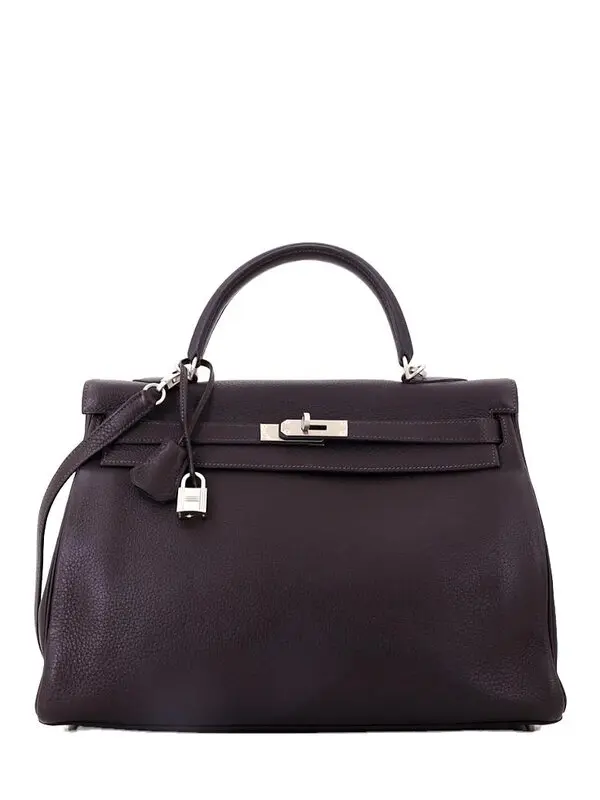Hermès Kelly 35 Handbag Brown Togo With Brushed Palladium Hardware - Havane