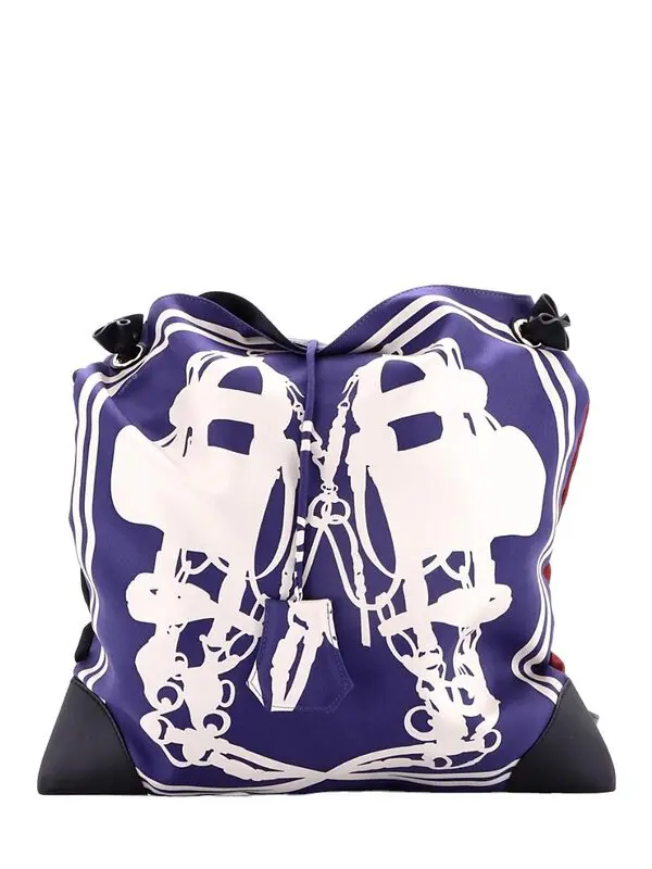 Hermès Pm Silky City Bag Printed Silk And Leather - Blue/ Blue/ Brown/ White