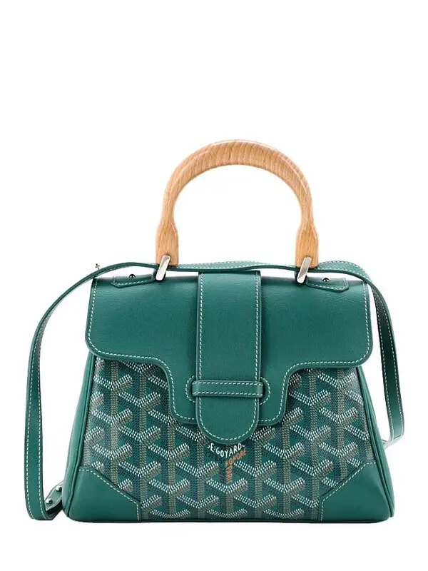 Goyard Structured Saigon Top Handle Bag Coated Canvas With Leather - Green