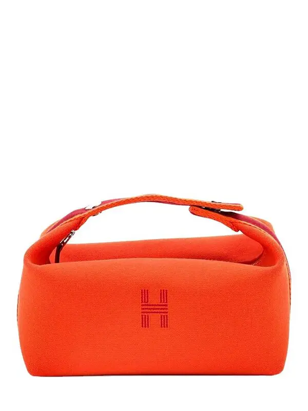 Hermès Pm Bride-a-brac Travel Case Toile - Orange