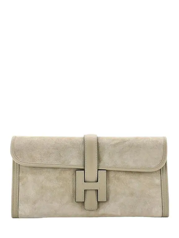 Hermès 29 Jige Elan Clutch Doblis Suede - Green